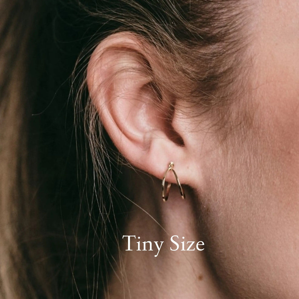 Forged Double Hoop Post Earrings - 4 Sizes - J.Mills Studio